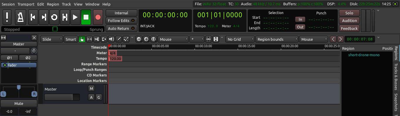 Stretching/Shrinking Regions – Ardour 4